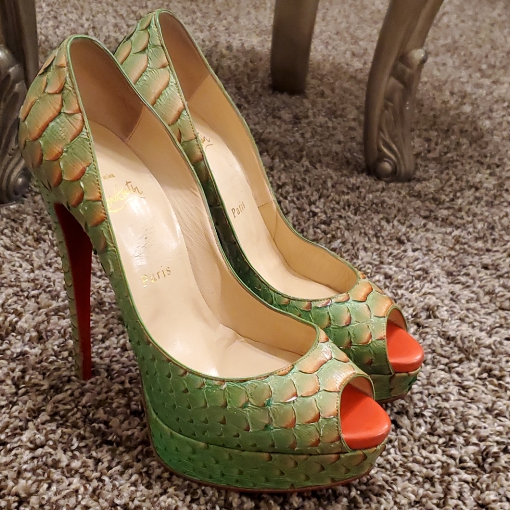 Christian Louboutin Lady Peep Python Fairy Tale - Gem